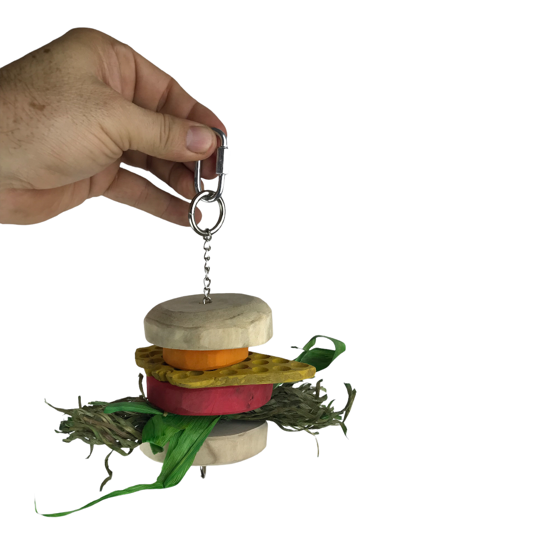 Burger Bird Toy by Nino's Java – Tassie Bird and Poultry Supplies