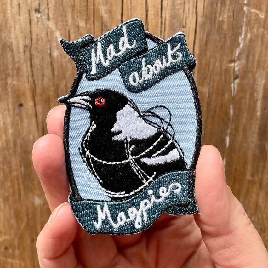 Mad about Magpies - Embroidered Patch by Briget Farmer – Tassie Bird ...